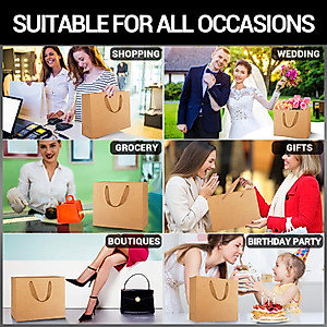 EUSOAR Kraft Paper Gift Wrap Bags, 25pcs Small 10.6"x3.1"x8.3" Reusable Sturdy Heavy Duty Shopping Bags with Handle Bulk, Retail, Boutique, Business,Wedding Party Favor,Grocery,Restaurant Take-Out Bag