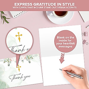 Decorably Thank You Cards with Envelopes & Stickers, Baptism Cards - 24 Pack Baptism Thank You Cards, Blank Inside Religious Thank You Cards Baptism, 6x4in Christian Thank You Cards with Envelopes