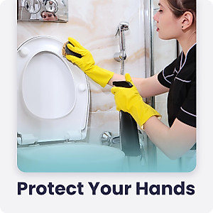 FMP Brands Cleaning Gloves, 12 Pairs Rubber Gloves for Washing Dishes, Non-Slip Dishwashing Gloves, Waterproof Reusable Latex Dish Gloves for Kitchen, Bathroom, Household, Gardening (Large, Yellow)