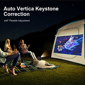 Mini Projector with Android TV,iSinbox DLP Portable Projector,1080P Netflix 3D Support,12000L Projector with Wifi and Bluetooth,Rechargeable Battery,HIFI Speaker,4K Projector for Phone/HDMI/USB