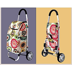 Shopping Trolley on Wheels Multi Function Shopping Cart Portable Hand Trolley Sack Truck Cart Folding Heavy Duty Luggage Aluminum Alloy Household Supermarket Cart Storage Hand Trucks,B ,Shopping Tr