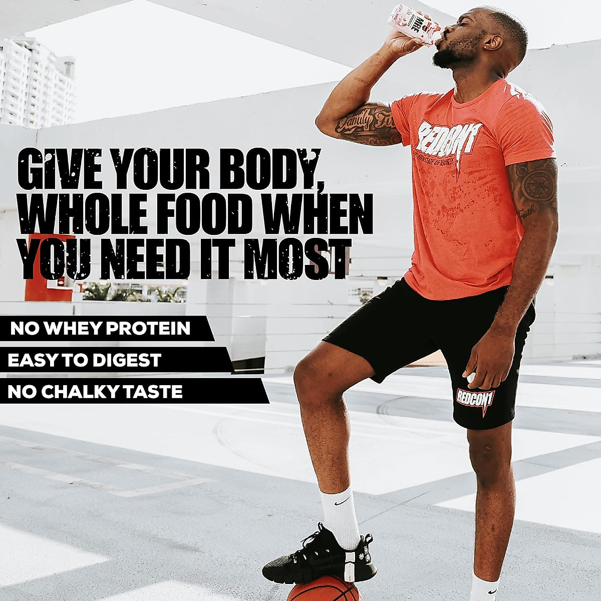 REDCON1 MRE Ready to Drink Protein Shakes, Strawberry Shortcake - Protein Drinks with Whole Food Sources - Sugar Free RTD Shake Formulated to Fuel Athletes at Any Time (12 Pack)