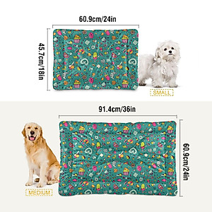Coikll Cartoon Doodle11 Pet Bed Pad Soft Dog Bed Mat with Anti-Slip Bottom, Machine Washable Crate Pad Mattress for Dog Sleeping- 24 * 18inches