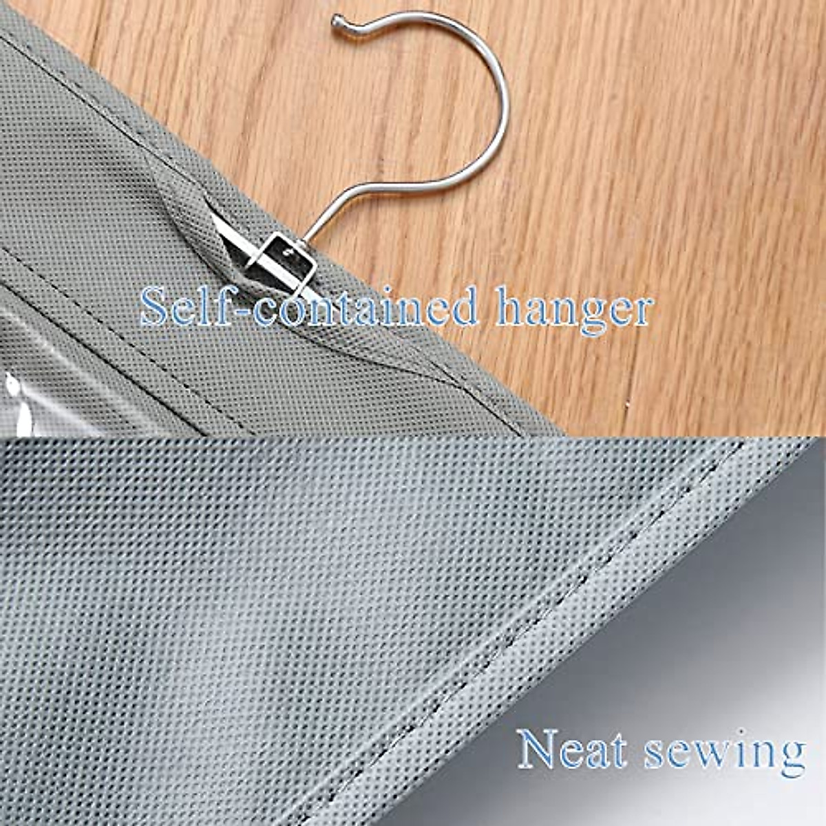JRIQHOLD Purse Organizer Closet Dustproof Handbag Organisers Set, 2 Pcs 6 Pockets Nonwoven Fabric Easy Access Hanging Purse Storage Organizer for Dormitory Bedroom (Grey&Black)