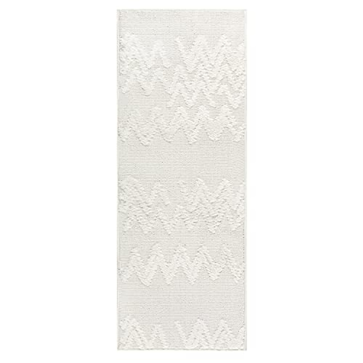 Antep Rugs Palafito 2x5 Geometric Shag Chevron High-Low Pile Textured Indoor Area Rug (White, 2' x 5')