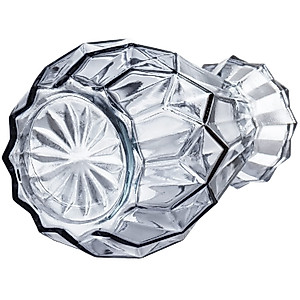 MyGift Small Clear Gray Glass Decorative Vase, 6 Inch Diamond-Faceted Flower Bud Vase, Set of 2