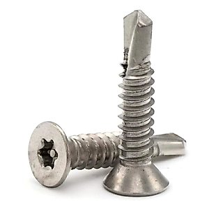 Star Drive with Pin Security Flat Head Self Drilling Screws 410 Stainless Steel - #14 x 2 Qty 25