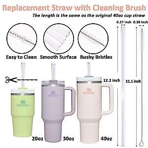 Asaleilipa Stanley Cup Accessories Set Including 3Pcs Cloud Straw Cover for 10MM Straws, 9Pcs Silicone Spill Proof Stopper, 3 Replacement Reusable Straws with Cleaner Brush for Stanley 40oz/30oz