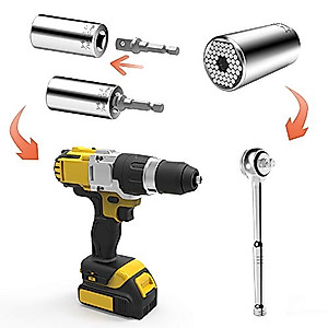 Universal Socket, Self-adjusting Socket Fits Standard 1/4'' - 3/4'' Metric 7mm-19mm, Adapter Socket for Wrench Ratchet & Power Drill, Tools Gifts for Men Him Husband Dad Father DIY Handyman Women