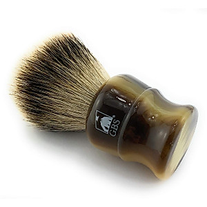 G.B.S 100% Silvertip Badger Bristle Brush With Faux Horn Handle, Knot Size 24mm - Comes with Free Stand