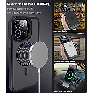 chitri Camera Kickstand Magnetic Case,Compatible with iPhone 14 Pro Max Case with Ring Stand,[Compatible with MagSafe] [Military Grade Drop Tested] Translucent Matte Case