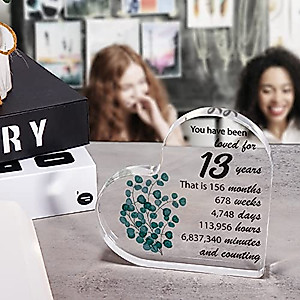 13rd Birthday Gifts 13rd Birthday Decorations for 13 Years Old Girls Boys Happy Birthday Gifts for Daughter Granddaughter Sister Acrylic Heart Keepsake, 13 Years Anniversary Keepsake Gifts