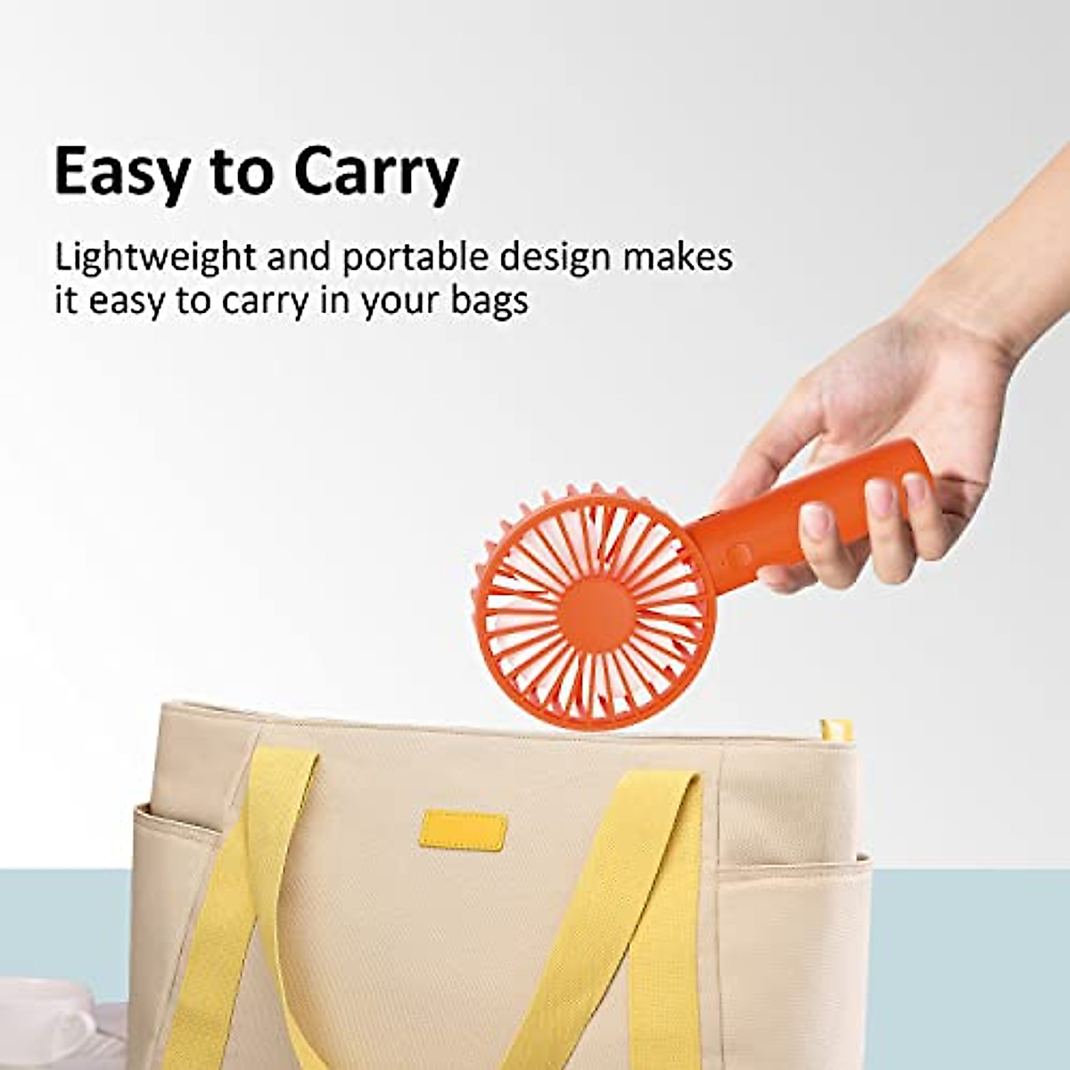 Coolfor Handheld Fan,Mini Portable Fan 2000mAh USB Rechargeable Battery Operated Cooling Hand Fan with 3 Adjustable Speeds for Travel Makeup Office shopping picnic indoor outdoor use(Orange)