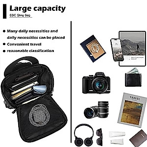 OZUKO Sling Bag, Chest Shoulder Backpack Crossbody Bag for 11-inch iPad Pro, Water-resistant Lightweight Daypack with 6 Pockets for Travel, Work, Sport, 8L (Black 3.0)