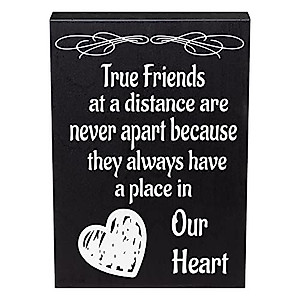 JennyGems Friend Gifts, Friends At a Distance Are Never Apart Wooden Sign, Going Away Gifts for Friends, Wall Hanging and Shelf Decor, Made in USA
