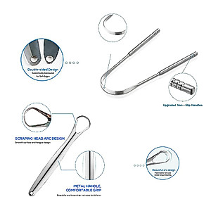 Sopurrrrdy 4PCS Metal Tongue Scraper Portable Stainless Steel Tongue Scrubber For Child And Adults Removing Bad Breath White Layer Oral Care Cleaning Tools