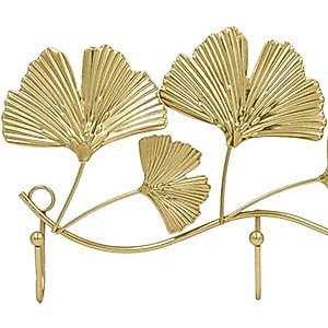 Lindagary Metal Wall Hook Ginkgo Leaf Coat Hook Wall Mounted Leaves Key Hangers Decorative Entryway Key Hook for Wall Entryway Decor