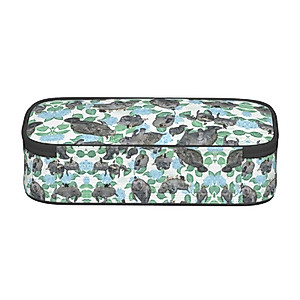 YQxwJL Rabbits Manatees Print Large Capacity Pencil Pouch Storage Bag Cosmetic Bag Pen Bag Simple Pencil Bag For Adults