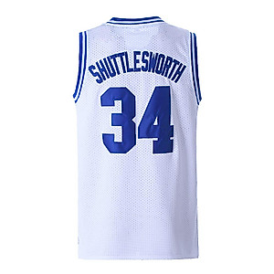 BOROLIN Jesus Shuttlesworth Shirts 34 Lincoln High School Basketball Jersey (White, Small)