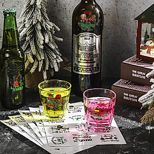 72 Pieces Christmas Wine Glass Stickers Christmas Wine Glass Drink Markers charms Reusable Funny Xmas Wine Stickers for Christmas Birthday Wine Tasting Party Decorations