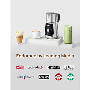Dreo BaristaMaker Milk Frother, All-in-1, 27oz/800ml Hot/Cold Electric Foam Maker for Coffee, Latte Art-level Microfoam, Automatic Milk Warmer, Dairy/Plant-Based Milk, 30+ Drinks, Dishwasher Safe