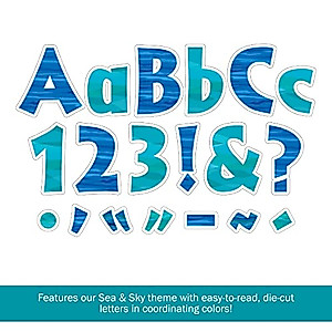 BARKER CREEK Letter Pop-Outs, 4" Sea & Sky, Multicolor Designer Letters for Bulletin Boards, Breakrooms, Reception Areas, Signs, Displays, and More! 4", 255 Characters per Set (1726)