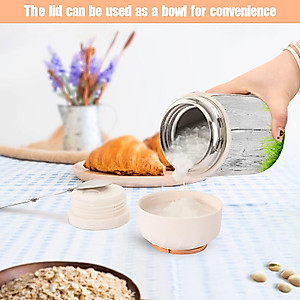 JUNZAN Cute Highland Cow with Sunflowers Kids Womens Insulated Food Jar with Spoon 17oz/500ml Kids Lunch Box Stainless Steel Vacuum Keep Warm Thermo Container for Keeps Food Hot