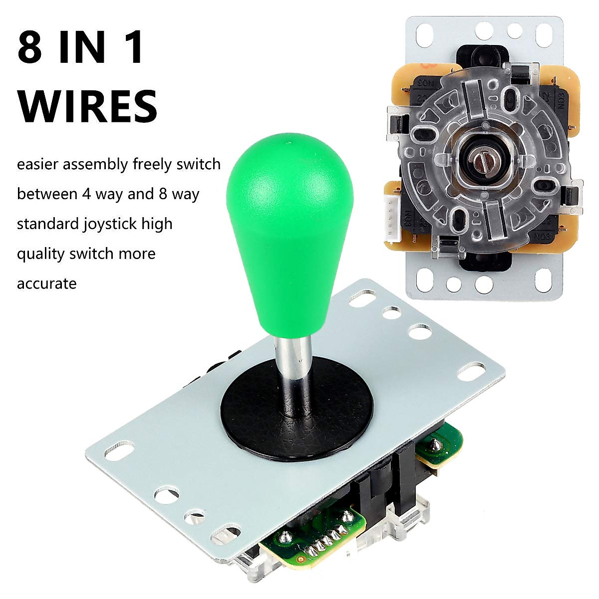 Avisiri 2 Player LED Arcade DIY Parts 2X USB Encoder + 2X Ellipse Oval Style Joystick + 20x LED Arcade Buttons for PC MAME Raspberry Pi Windows (Green & Blue Kit)