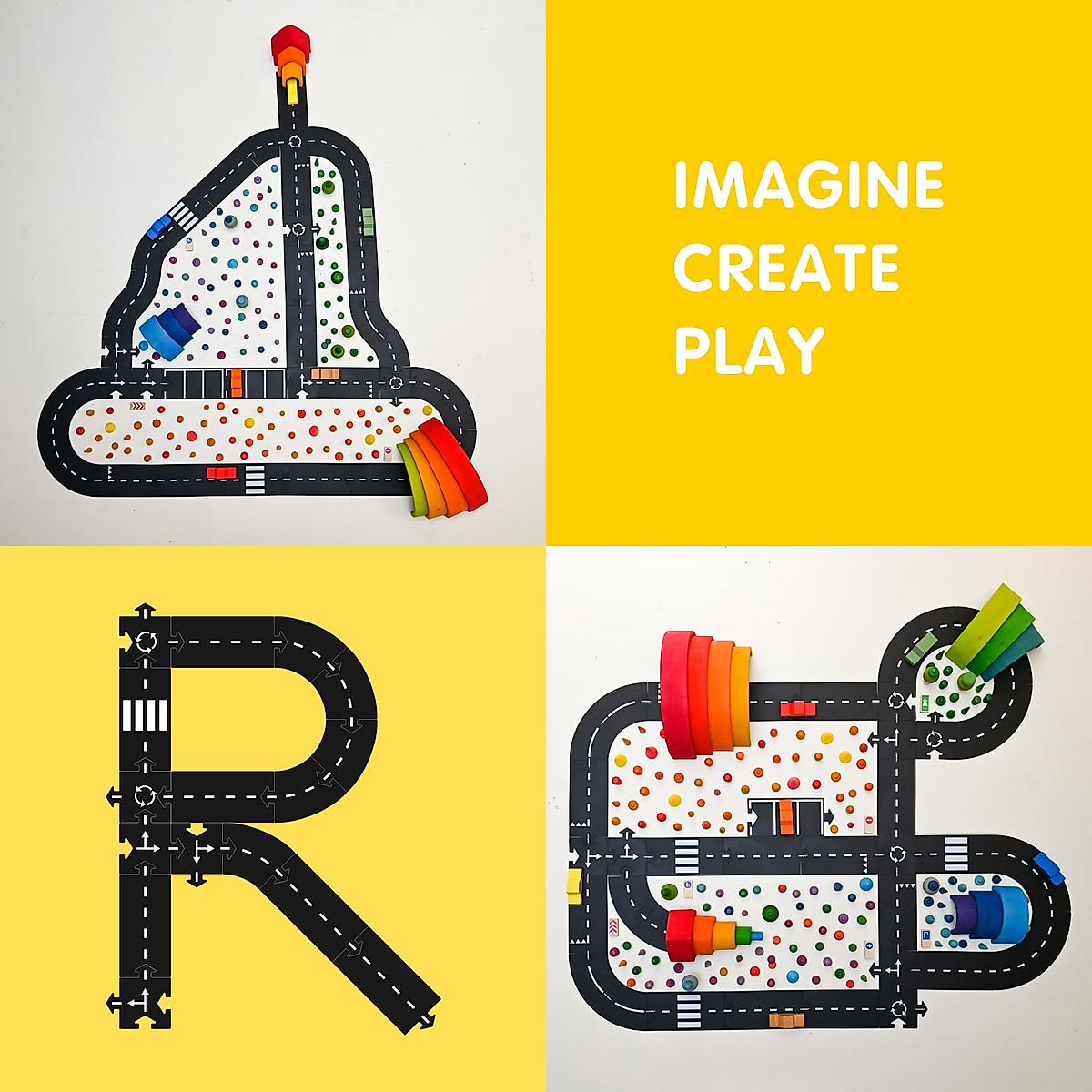 Waytoplay King of The Road, 40 Piece Circuit for Toy Cars - Flexible, Indestructible, and Waterproof - Modular Car Tracks - Made in The Netherlands