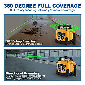 Iglobalbuy Automatic Self Leveling Green Rotary Laser Level 500m Range Kit with Surveying Tripod and Aluminum Grade Rod 16.4 Feet, Leveling Rotating Transit Laser Level Green Beam for Construction