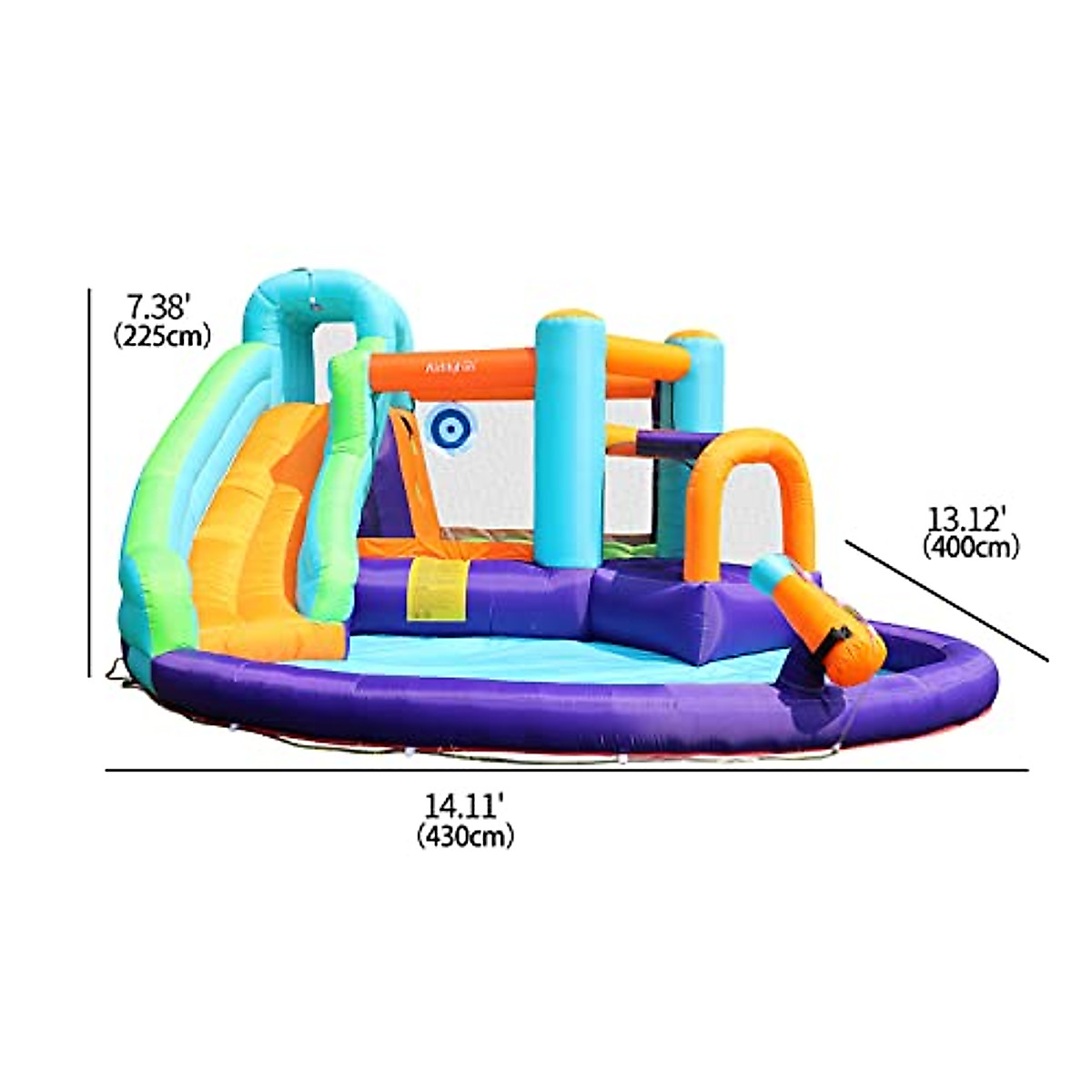 AirMyFun Inflatable Water Slide, Water Bouncy House for Wet and Dry with Climbing Wall, Jumping and Splash Pool,Water Bounce House with Slide for Big Kids