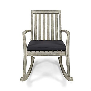 Christopher Knight Home Michaelia Indoor Rocking Chair, Light Gray Wire Brush Finish, Dark Gray