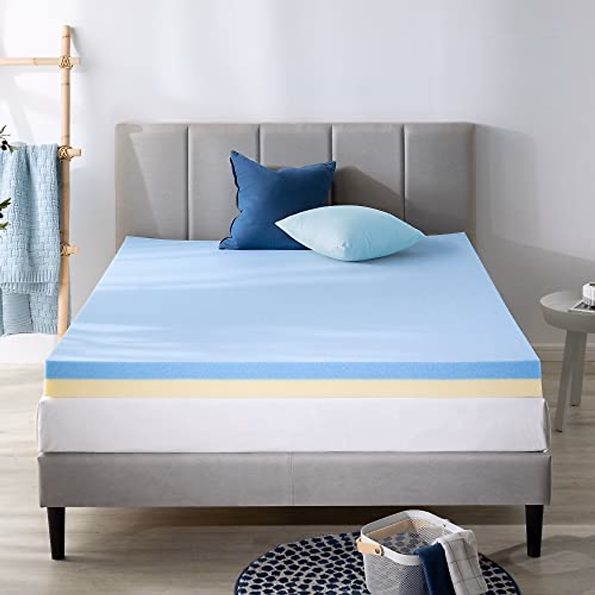 ZINUS 4 Inch Green Tea Cooling Gel Memory Foam Mattress Topper, Cooling Gel Foam, Pressure-Relieving Design, CertiPUR-US Certified, King