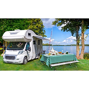 Exquisite Picnic Table Cover - 12 Pack Premium Rectangle Plastic Tablecloth - Teal & White Checkered BBQ Plastic Table Cover - Gingham Checkerboard Disposable Plastic Tablecloth 54" x 108" Rectangle