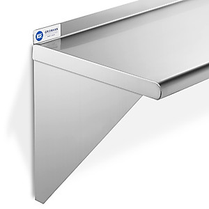GRIDMANN 12" x 36" Stainless Steel Wall Mount Shelf with Backsplash, 16 Gauge, Commercial Grade - NSF Certified - Shelving for Restaurant, Kitchen, Utility Room, Garage