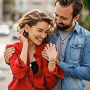 Long tiantian 4Pcs Couple Necklace Bracelet Set Matching Bracelets for Couples Matching Necklaces for Bf and Gf Couple Presentfor Her friend Necklace for Him Valentine's Day Present(Style I)