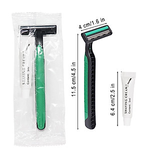 disposable razors in bulk, bulk razors with knife cap, individually packaged disposable razors bulk with shaving cream for hotels, shelters, homeless, nursing homes, charities, churches (60 packs)