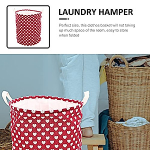 Zerodeko Drawstring Laundry Hamper Dirty Clothes Basket Collapsible Clothes Hamper Folding Clothes Container Storage Bin with Handle for Home Bedroom Organization Red