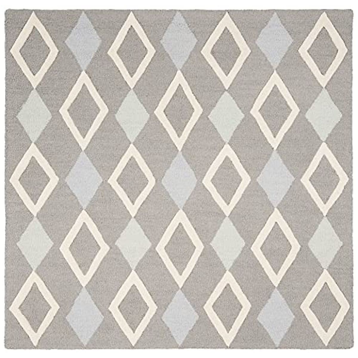 SAFAVIEH Kids Collection 5' Square Grey/Multi SFK902B Handmade Diamond Wool Area Rug