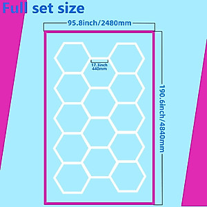 SENKOYU Car Detailing Led Garage Light Hexagon 14 Grid System Workshop Light Supermarket and Gym IP54 72900lm Modern Pink Light for Bar Club Hotel Game Room Party Decor Ceiling Lamp with Pink Border