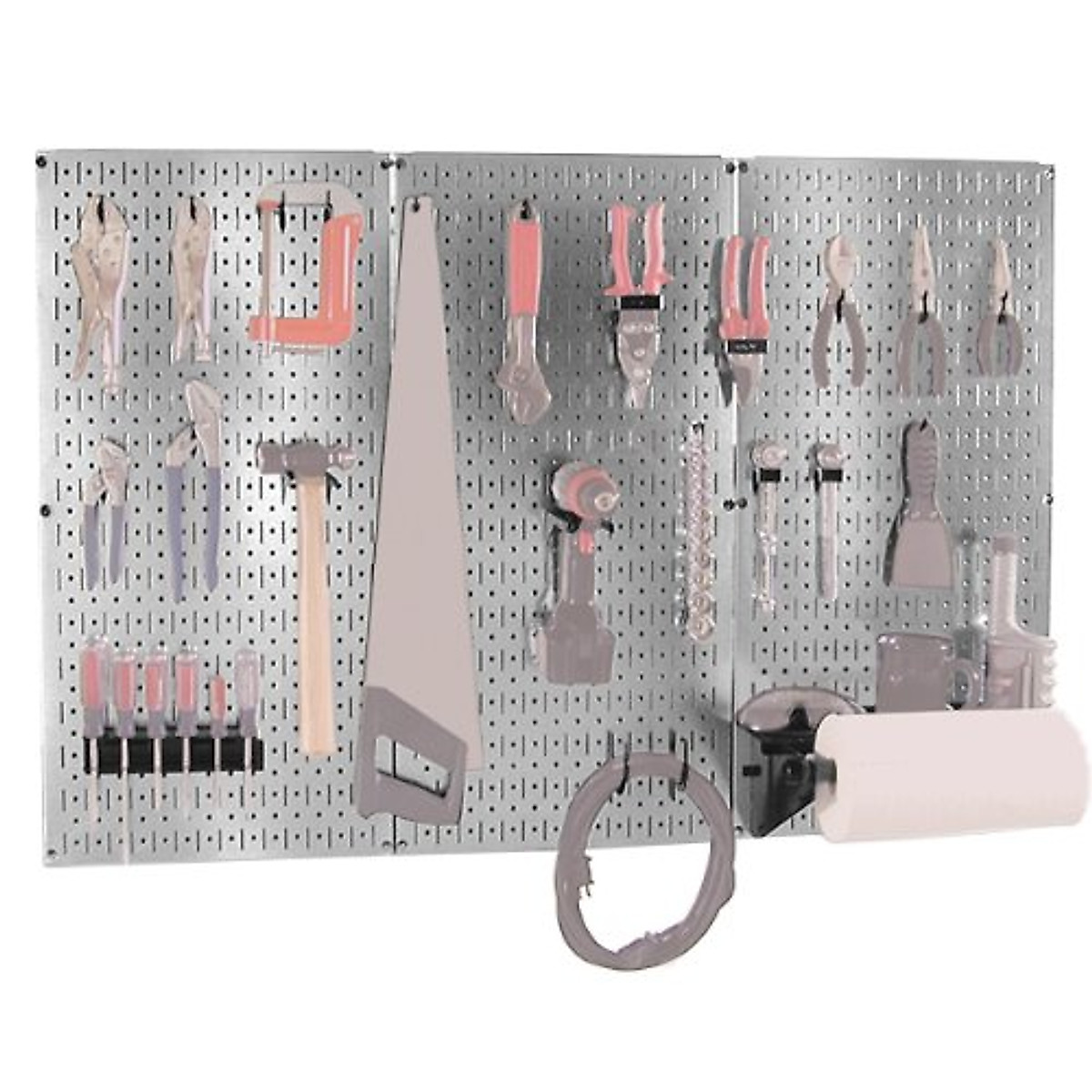 Wall Control 30BAS300GVB 4-Feet Metal Pegboard Basic Tool Organizer Kit with Galvanized Toolboard and Black Accessories, Metallic