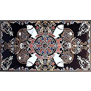 48" x 24" Inch Black Marble Dining Table/Coffee Table Italian Pietra Dura Design Outdoor Indoor Table, Office Table, Conference Table