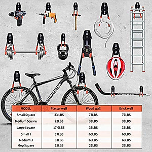 Dorisy Upgraded 16 Packs Garage Hooks Utility Double Heavy Duty with Mop Broom Holders, Wall Mount Hooks, Garage Storage Organization and Tool Hangers for Power ＆ Garden Tools, Ladders, Bikes(Orange)