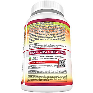 Apple Cider Vinegar Capsules Max 1740mg with Mother - 100% Natural & Raw with Cinnamon, Ginger & Cayenne Pepper - Ideal for Healthy Living, Detox & Digestion -120 Vegan Pills