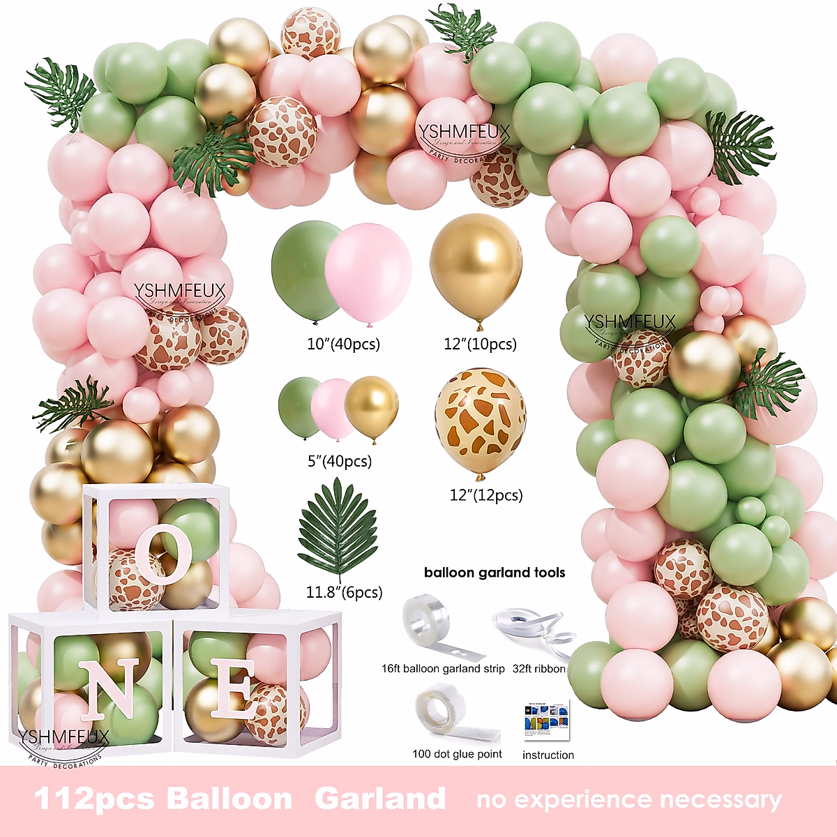 YSHMFEUX Wild One Birthday Decorations Party Supplies for Girl, 1st Birthday Girl Decorations, Jungle Animal 1st Birthday Party Supplies, First Birthday Decorations for Girls