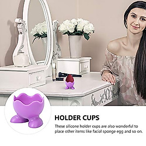 Amosfun 5Pcs Egg Boiled Holder Cups Cup Eggs for- Silicone Egg Cup Holders Boiled Egg Serving Cups (Random Color)