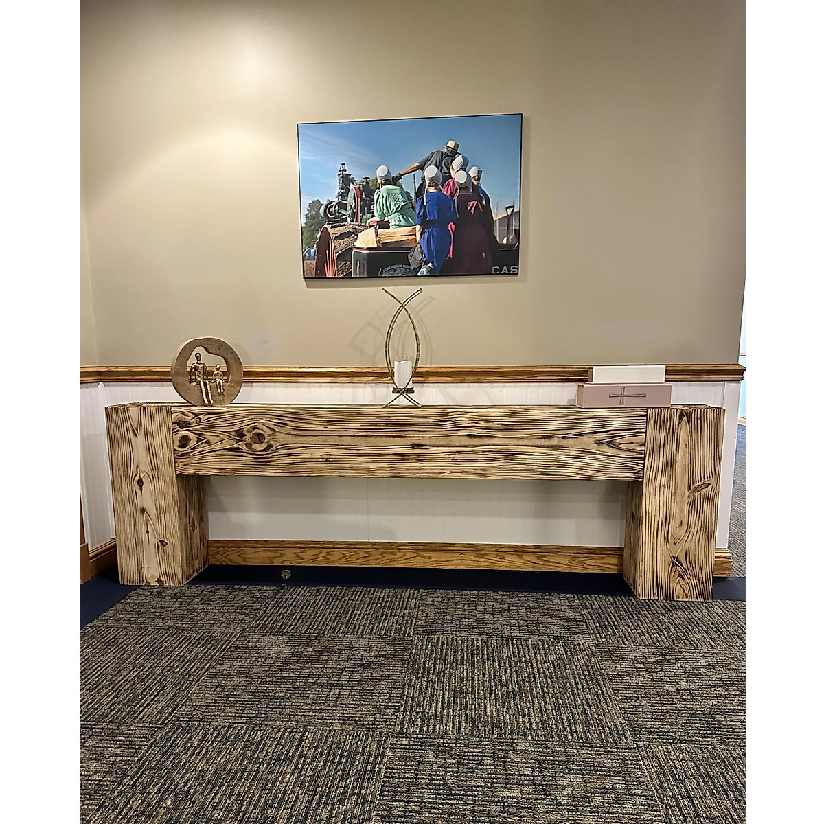 Rustic Wooden Console With Burnt Finish (Pine, X-Small (30x11x48) inches)