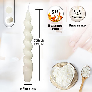 Unscented Spiral Candle Handmade Milk White Short Candlesticks 7.5Inch Smokeless Taper Candles Long Lasting Burn Candle Sticks Small Twisted Candlestick for Home Decoration Gifts
