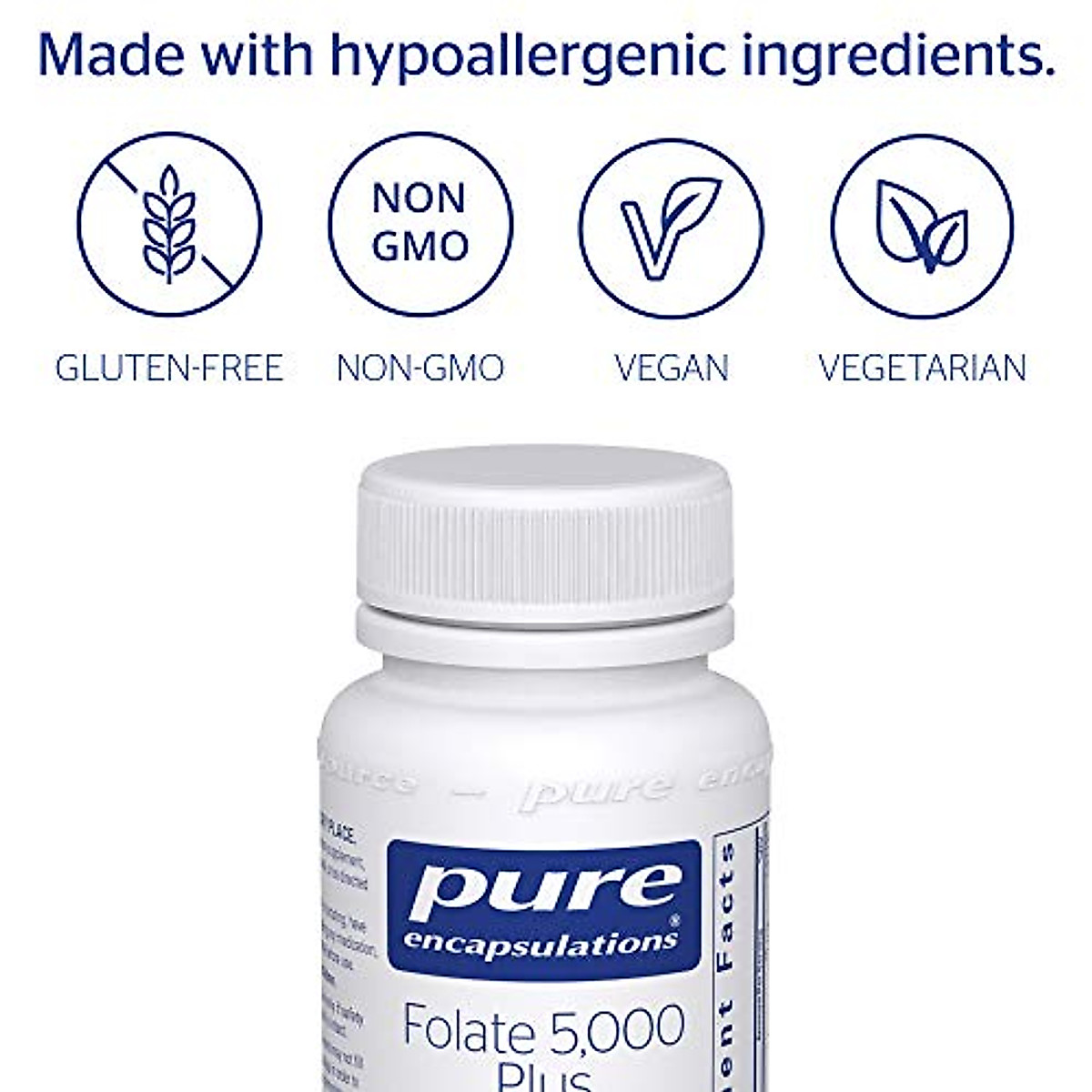 Pure Encapsulations - Folate 5,000 Plus - Activated Folate, Vitamin B12 and B6 Combination - 60 Capsules