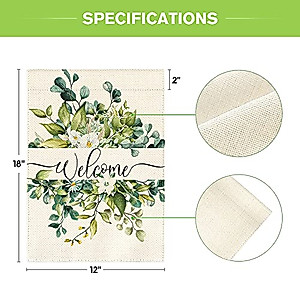 AVOIN colorlife Eucalyptus Spring Summer Floral Garden Flag Double Sided 12x18 Inch, Welcome Seasonal Outside Yard Outdoor Flag